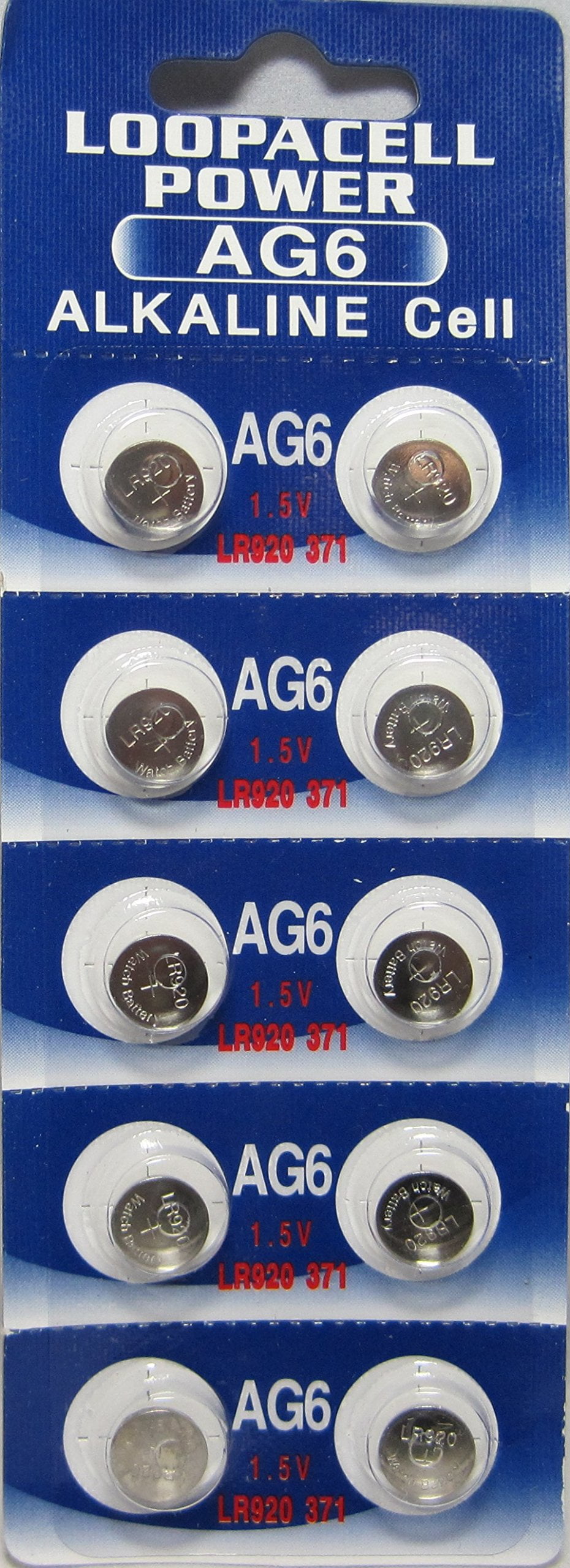 LOOPACELL 10 Pack AG6 LR920 371 Alkaline Button Cell Battery - Walmart.com
