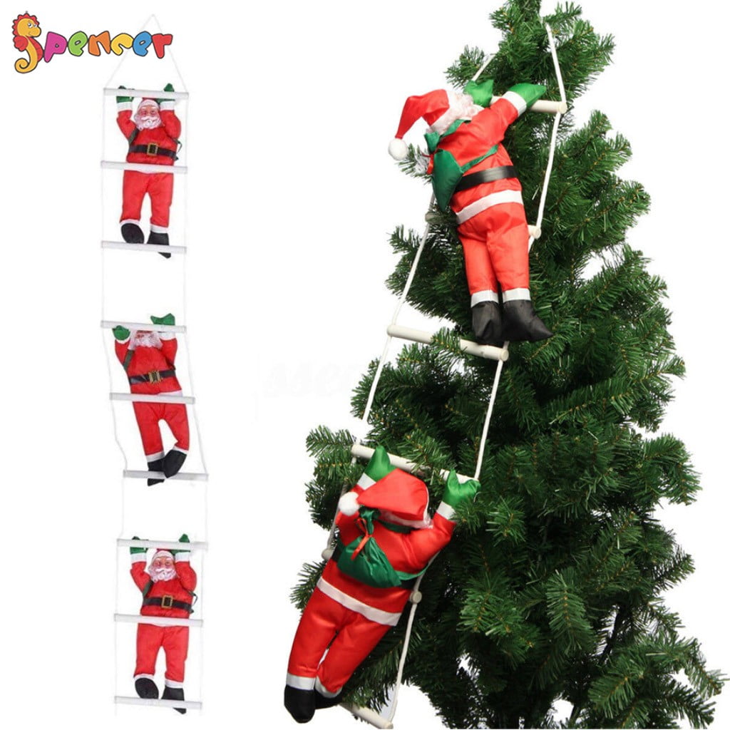 Spencer 40" 100cm 3 Santa Claus Climbing on Rope Ladder Hanging ...