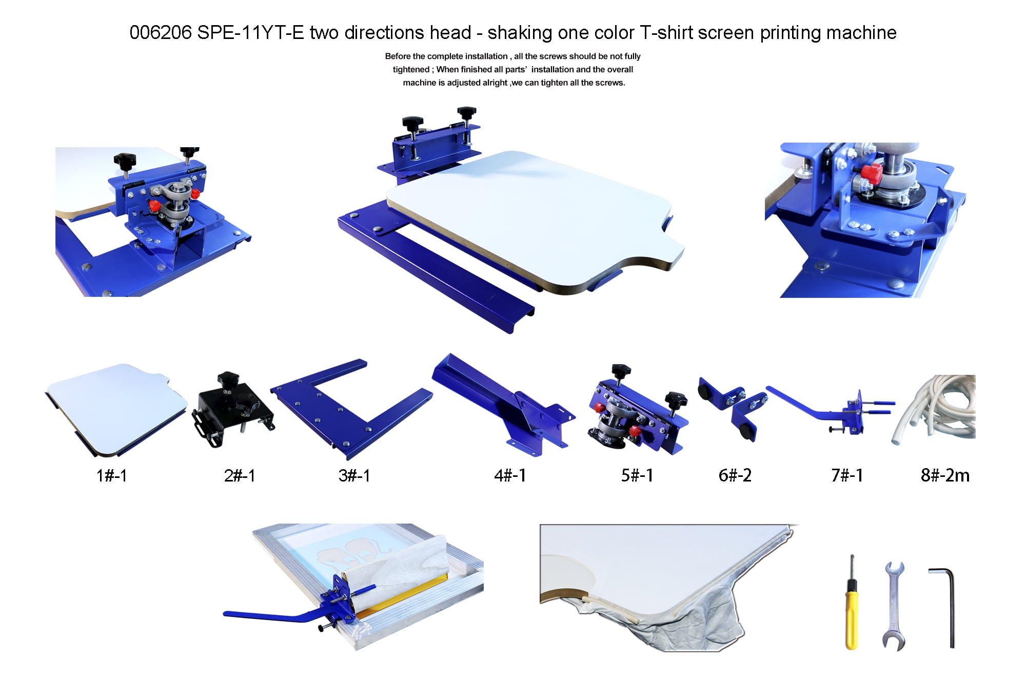 TECHTONGDA One Color Screen Printing Machine Two Way Shaking Head Type ...
