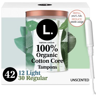 L. Organic Cotton Tampons - Regular Absorbency, 42 Ct HSA/FSA Eligible ...