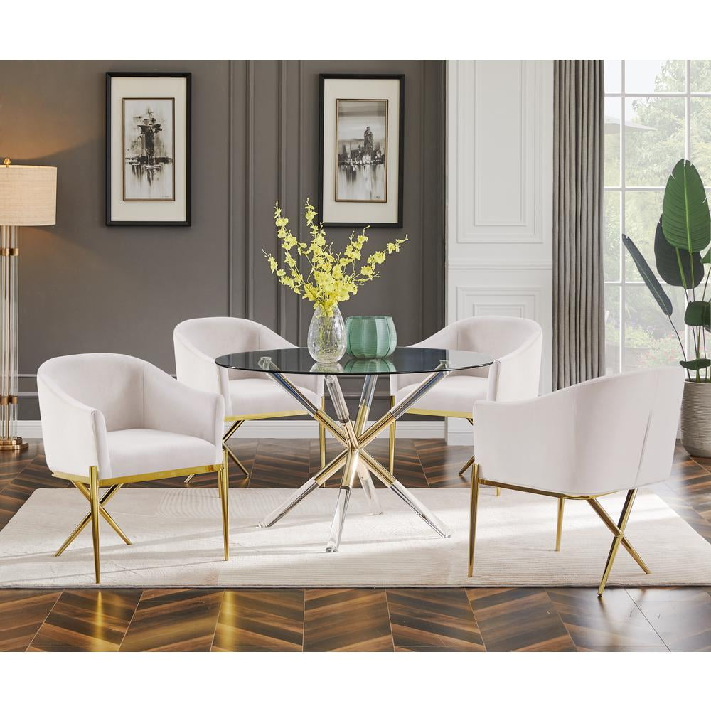Best Master Dalton Round Dining Set in Cream 5 piece Walmart