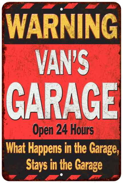 VAN'S Garage Warning Man Cave Wall Decor 8x12 Metal Sign 108120030487 ...