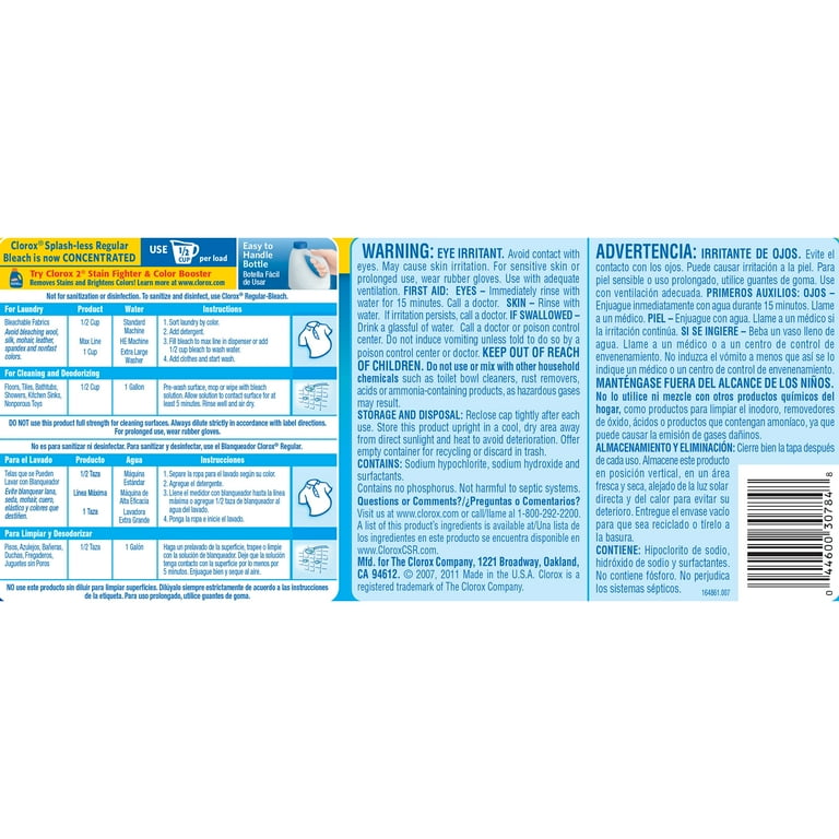 Printable Clorox Bleach Label