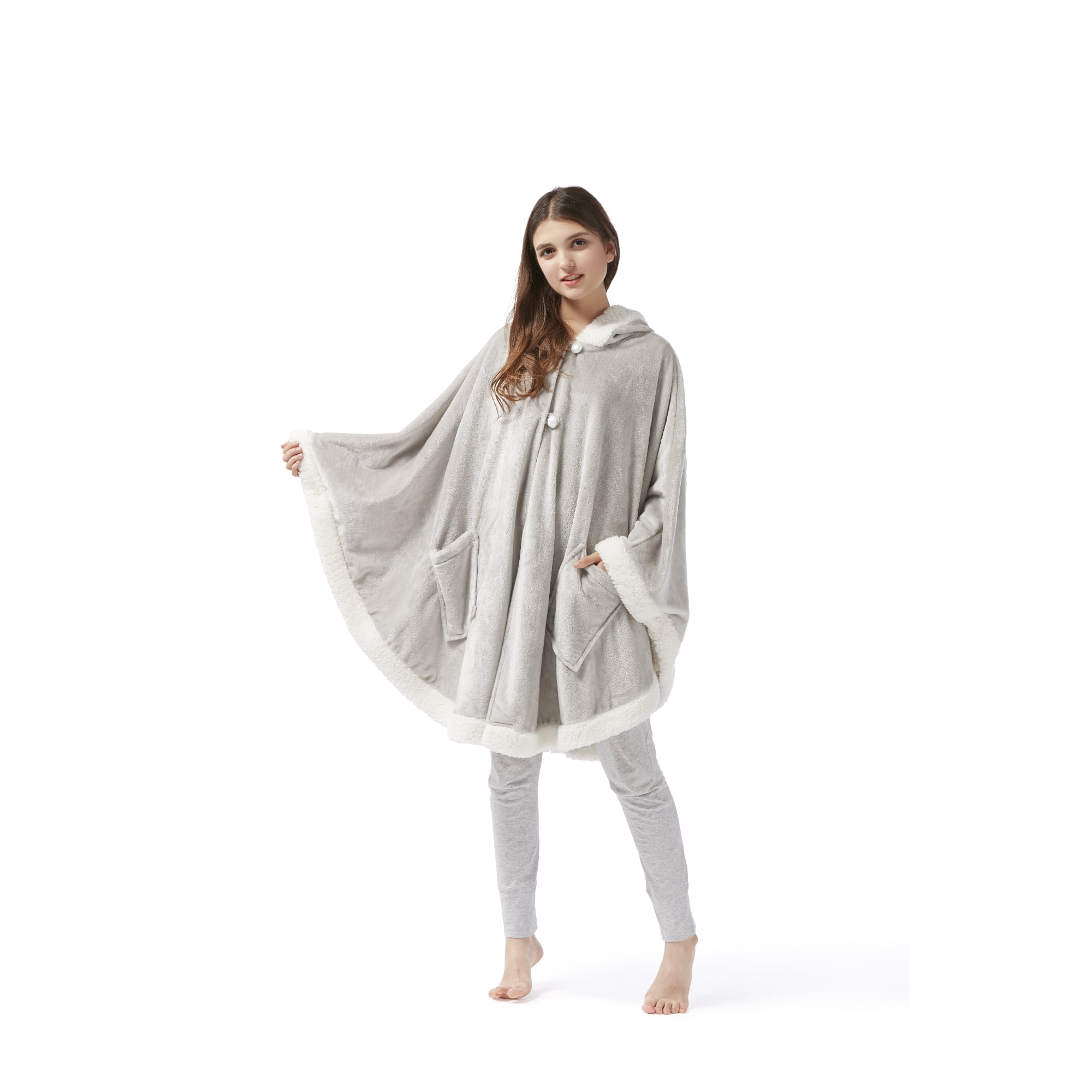 Comfort Spaces Angel Plush Hooded Angel Wrap, 58" x 72", Grey - Walmart.com