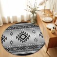 Aztec Retro Ethnic Style Round Rug 5ft Boho Country Farmhouse Washable ...