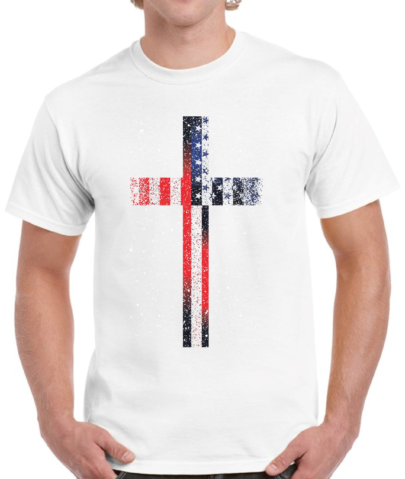 Cross Christian Shirt - USA Flag Patriotic Graphic Tees for Men ...