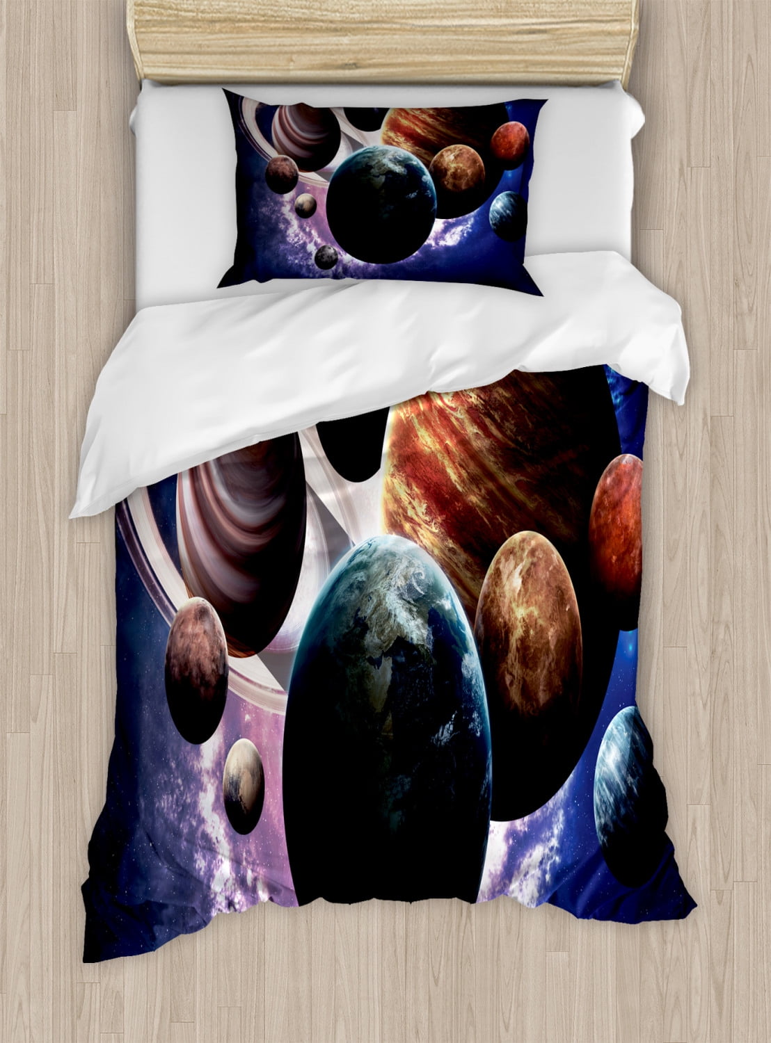 Space Duvet Cover Set Twin Size, Solar System Planets All Together in ...