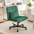 Cterwk Velvet Upholstered Armless Office Chair with Wheels, Modern ...