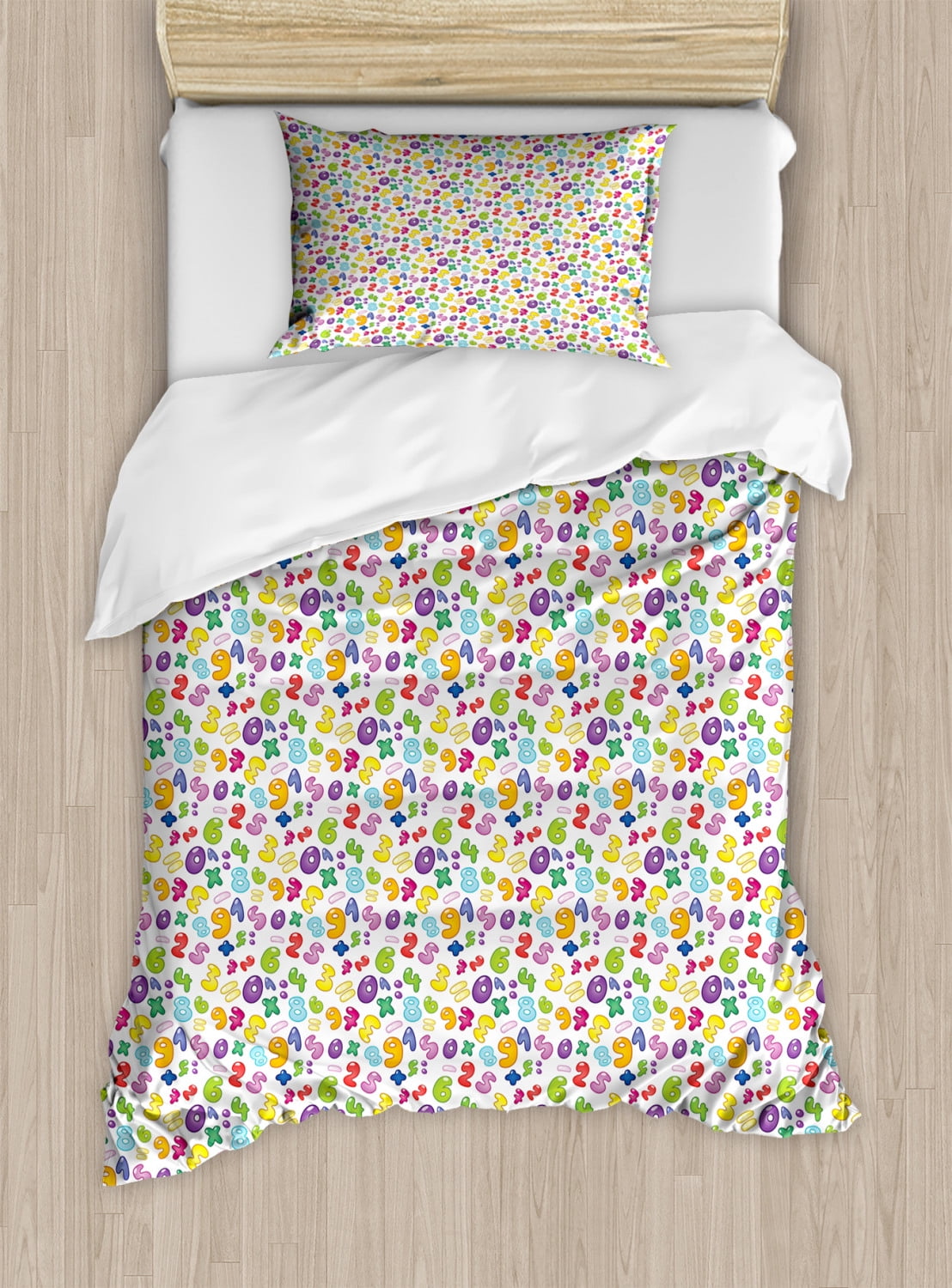 Numbers Duvet Cover Set Twin Size, Bubble Style Numbers Equation ...