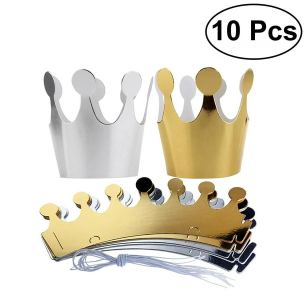 10 coronas de papel para fiestas de cumpleaños infantiles (doradas y ...