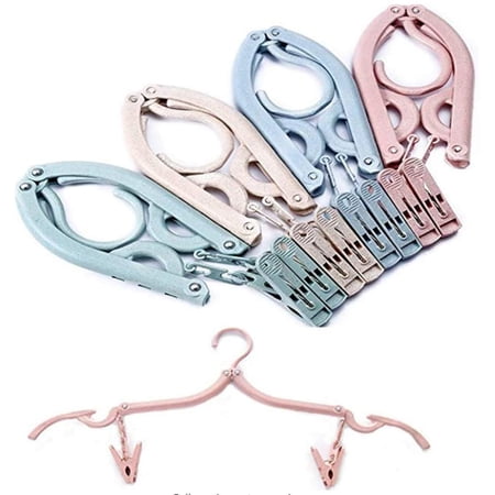 Set of 4 Folding hangers, Portable Folding Clothes Hangers with 8 ...