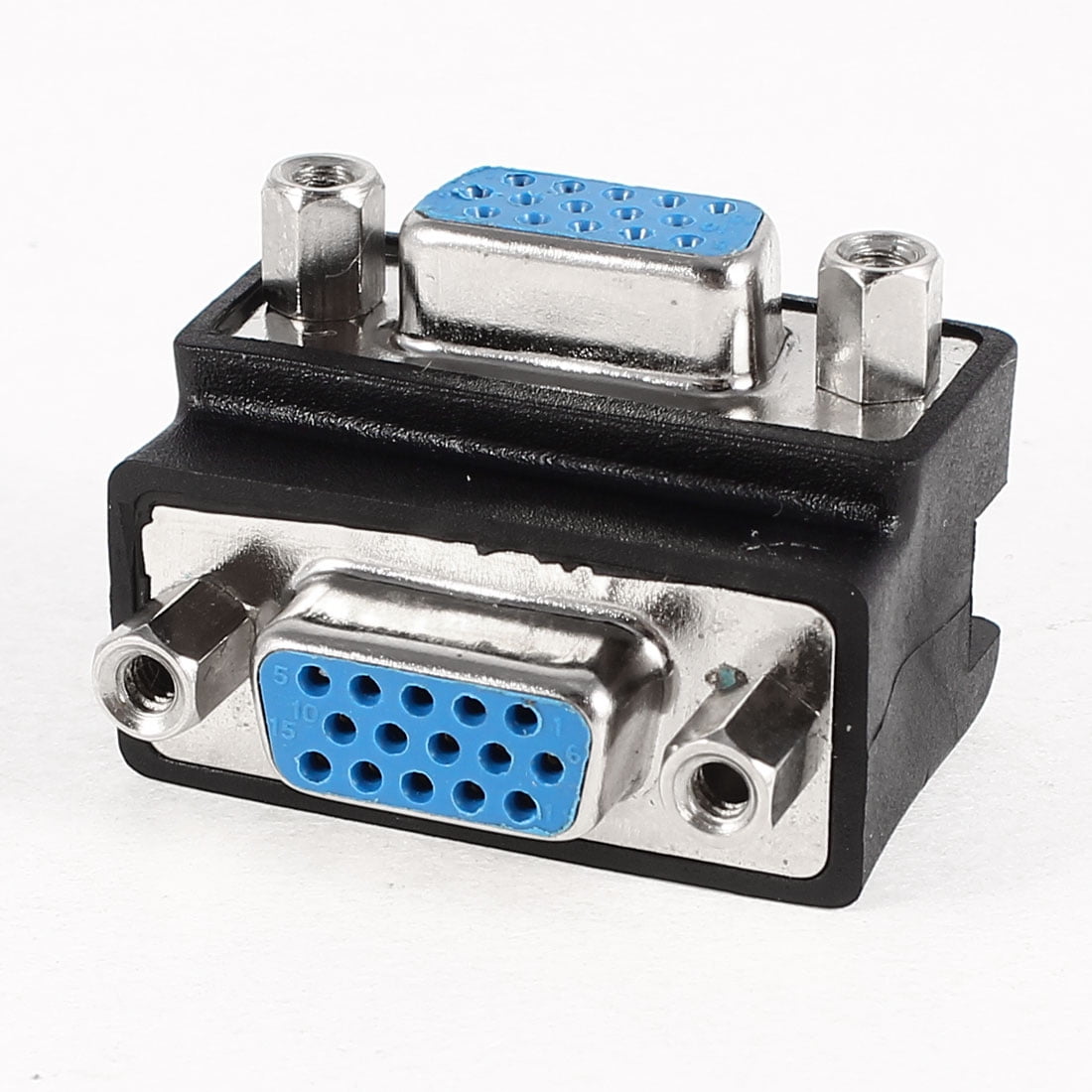 VGA HD15 15-Pin Female to Female Right Angled Connector Adapter Black ...