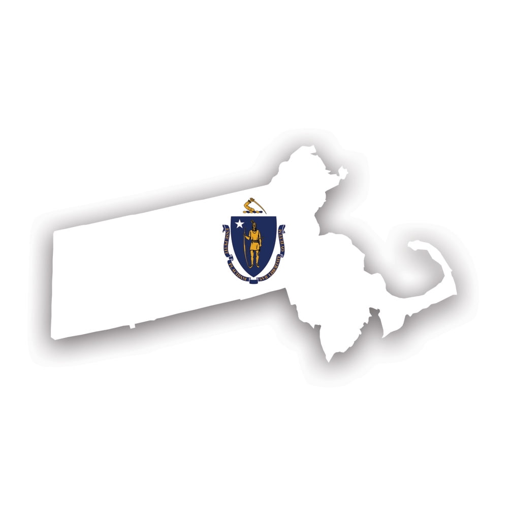 Massachusetts State Shaped Flag Sticker Decal - Self Adhesive Vinyl ...