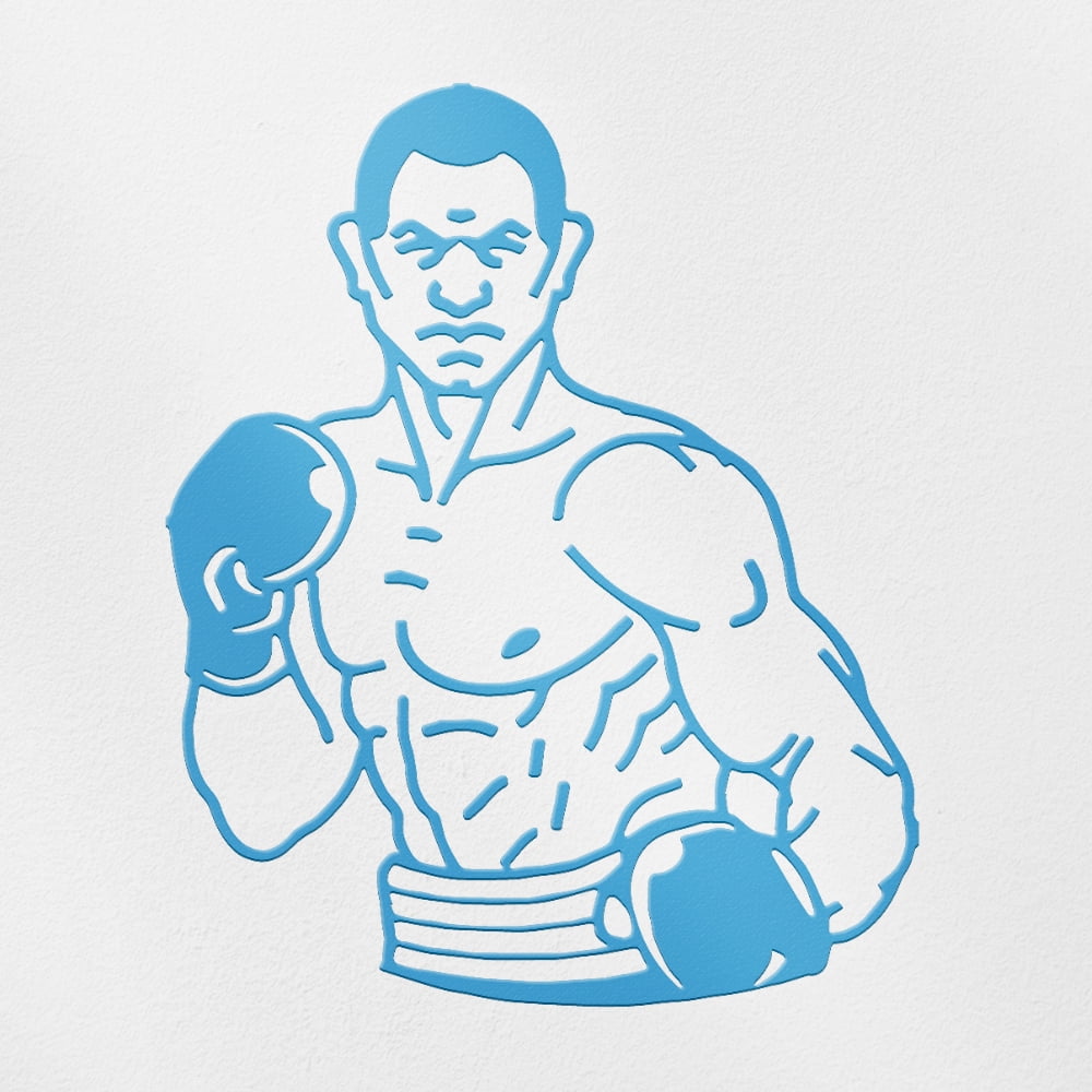 Transparent Decal Stickers Of Boxing Man (Azure Blue) Premium ...