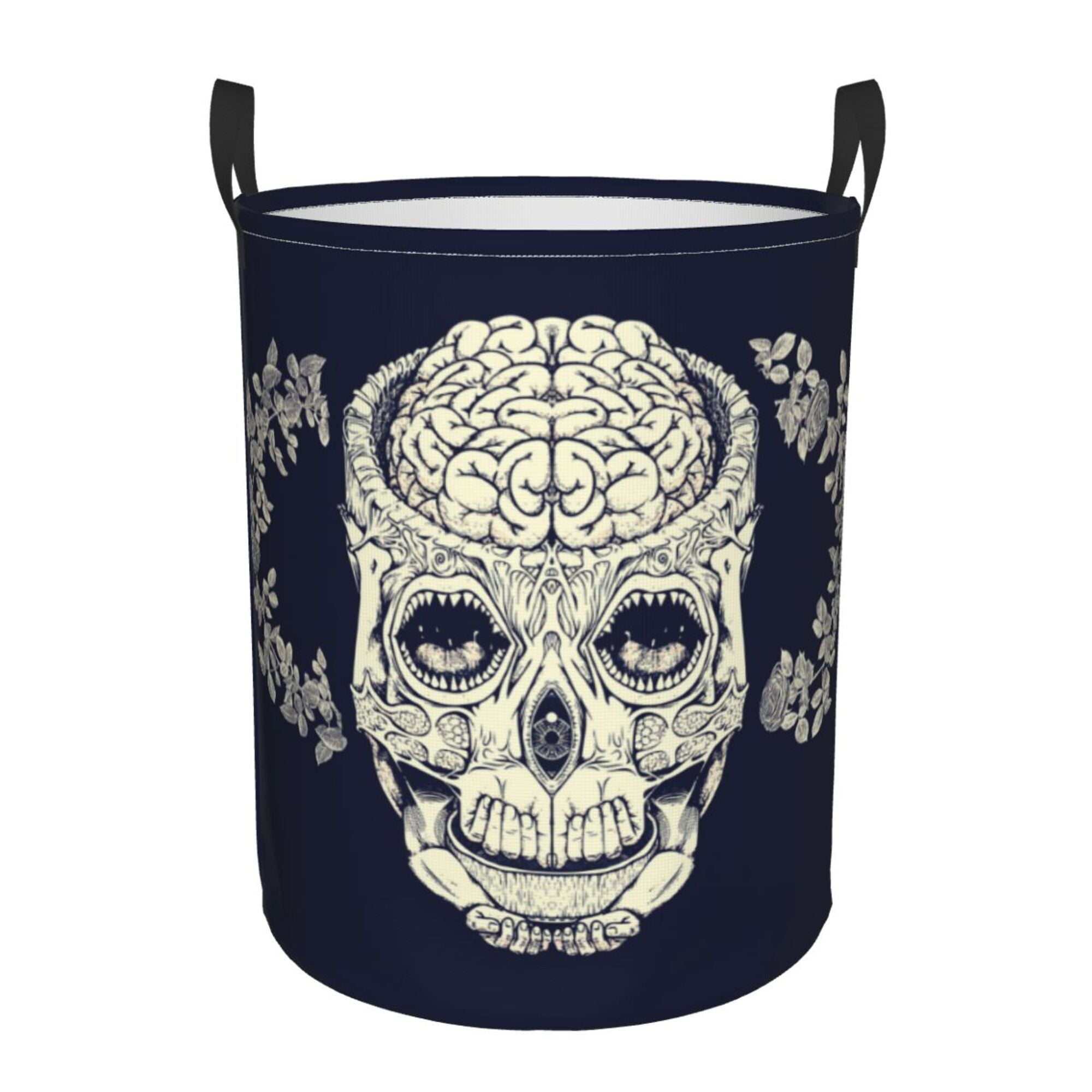 XMXY Round Laundry Basket Organizer, Horror Bone Hands Skull Brain ...