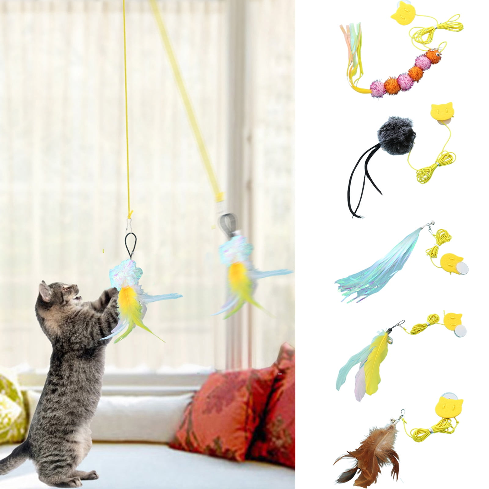 AURORA TRADE Cat Hanging Toy Plush Accessories Retractable Self-hey Toy ...