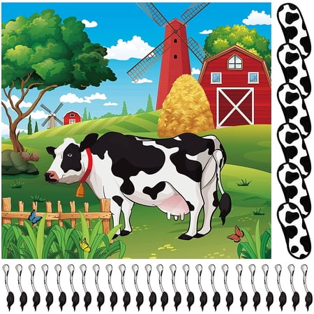 Pin The Tail on The Cow Game Cow Party Game Supply Large Cow Game ...
