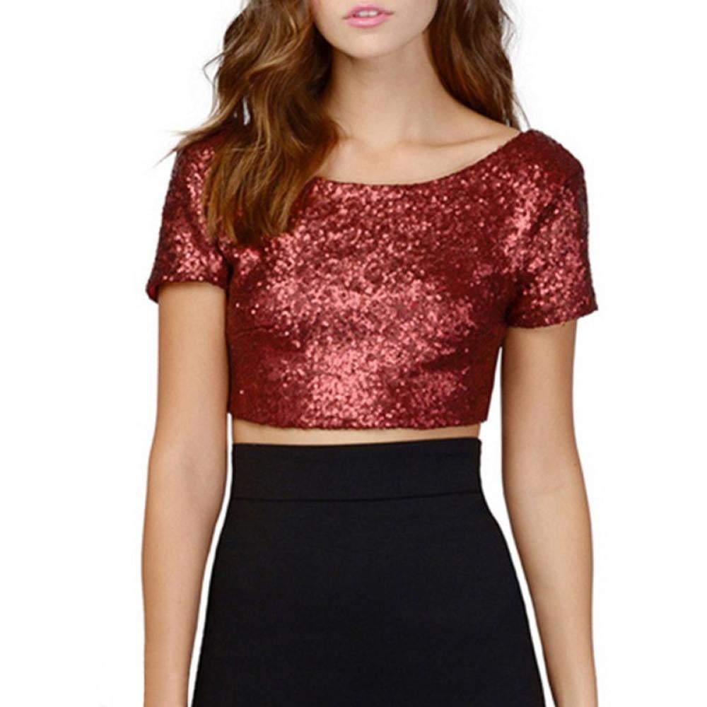Red Sequin Tube Top