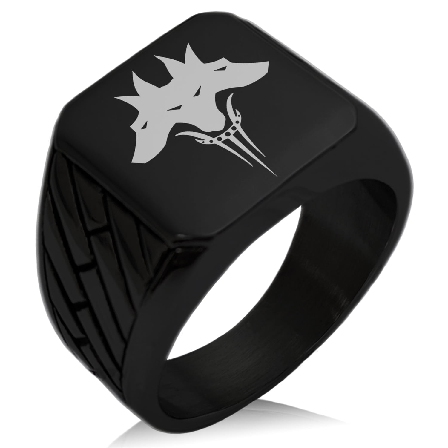 Stainless Steel Greek Mythology Cerberus Geometric Pattern Biker Style ...