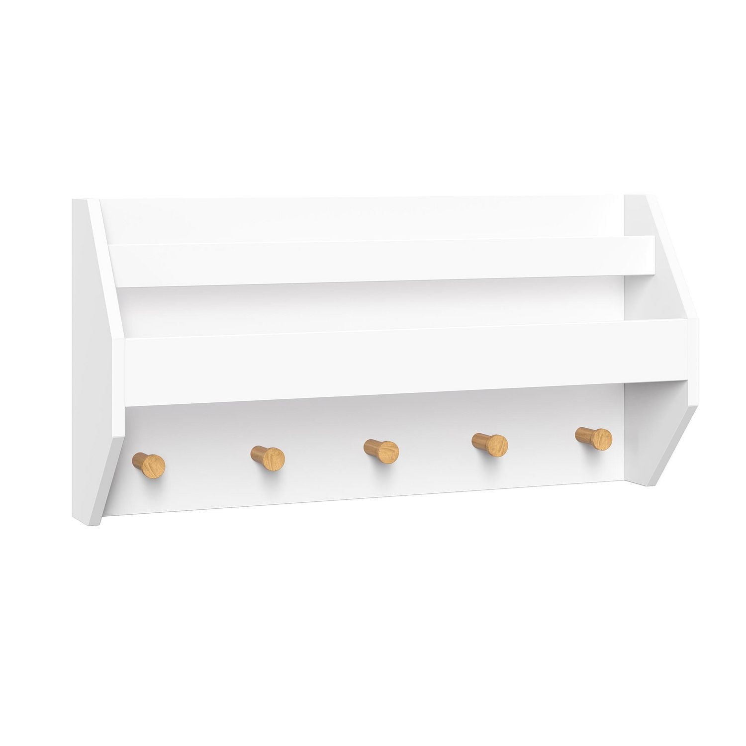 Kids Catch-All Wall Shelf with Bookrack and Hooks – White - Walmart.ca