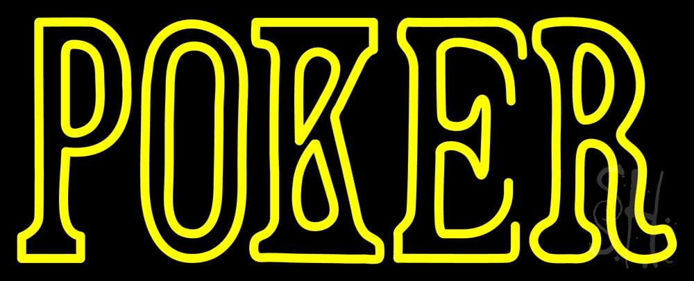 Poker LED Neon Sign 13 x 32 - inches, Black Square Cut Acrylic Backing ...