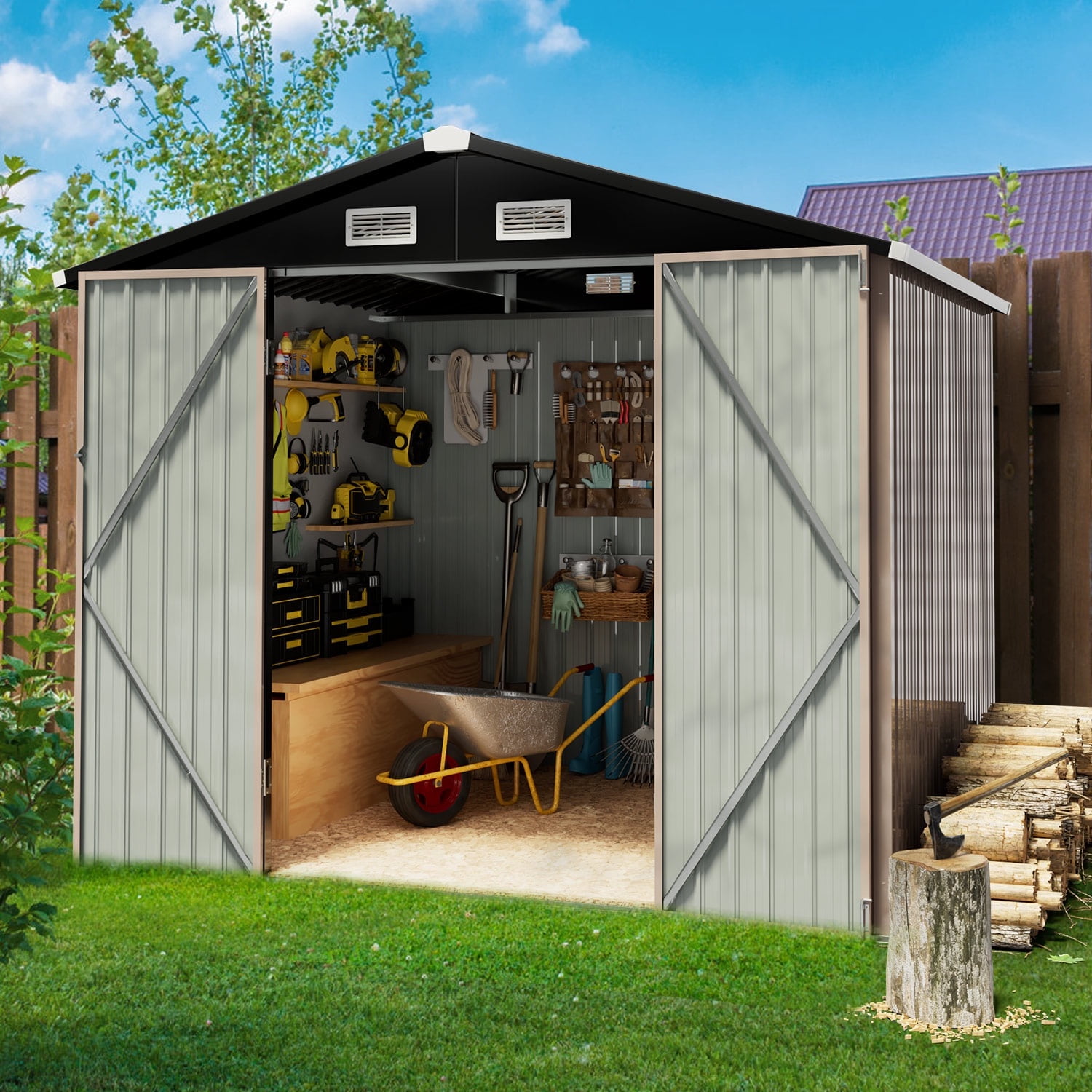Click here for Oneinmil 8.5 X 5.6 Ft Outdoor Storage Shed  Utilit... prices
