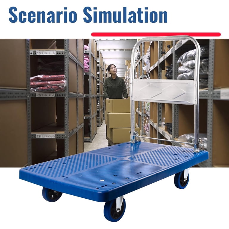 Adjustable Handle Trolley Portable Foldable Flatbed Cart With 440lbs ...