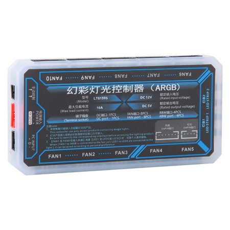 Gupbes Fan Hub Computer Cooler System PH2.0 4‑Pin LED1‑LED2 FAN1‑FAN10 ...