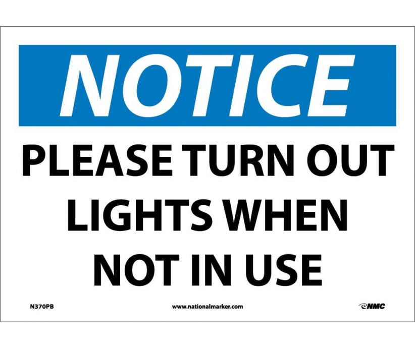 NMC Signs N370Pb, Notice Please Turn Off Lights When Not In Use Sign ...