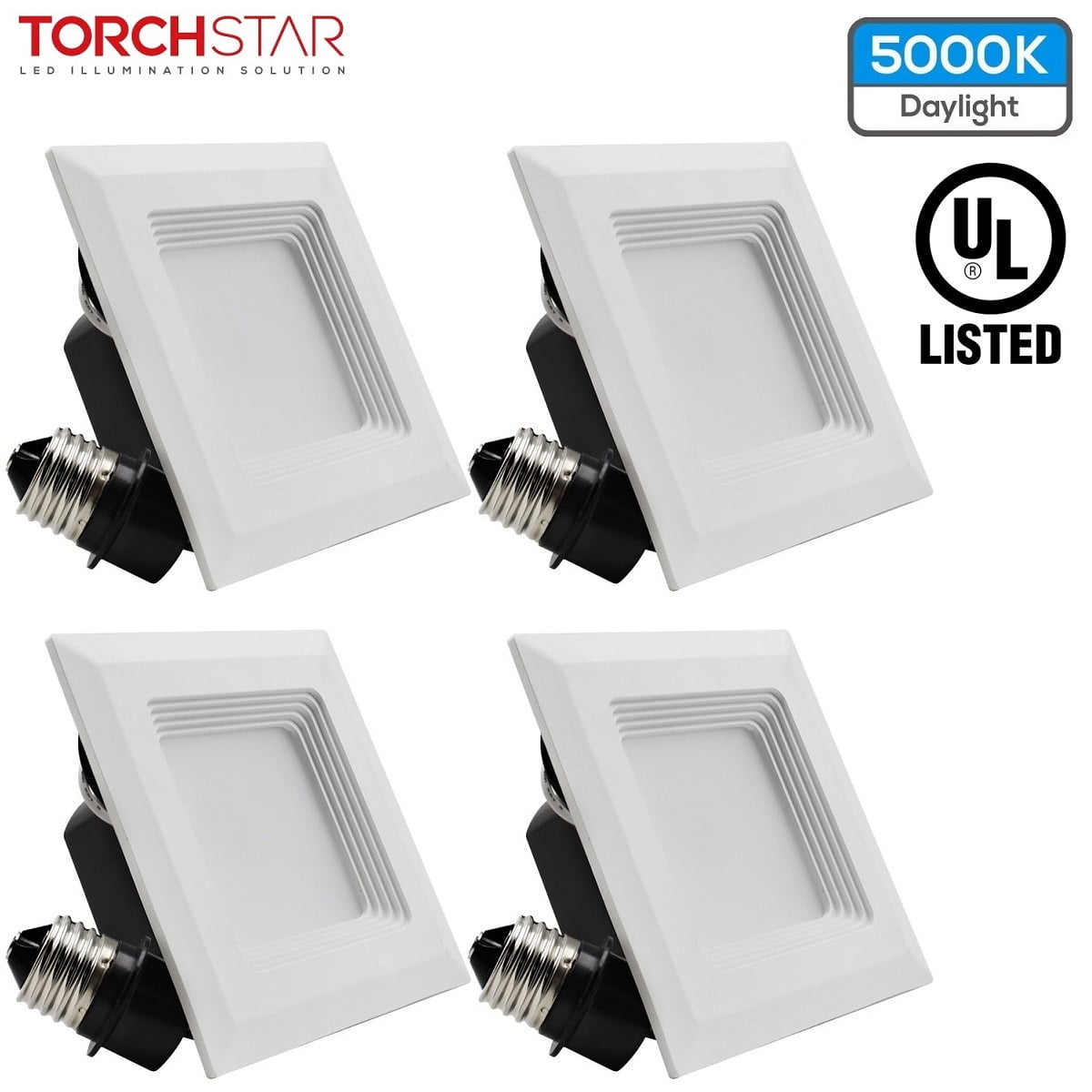 TORCHSTAR 4Pack 9W 4 Inch Dimmable LED Square Recessed Ceiling Light ...