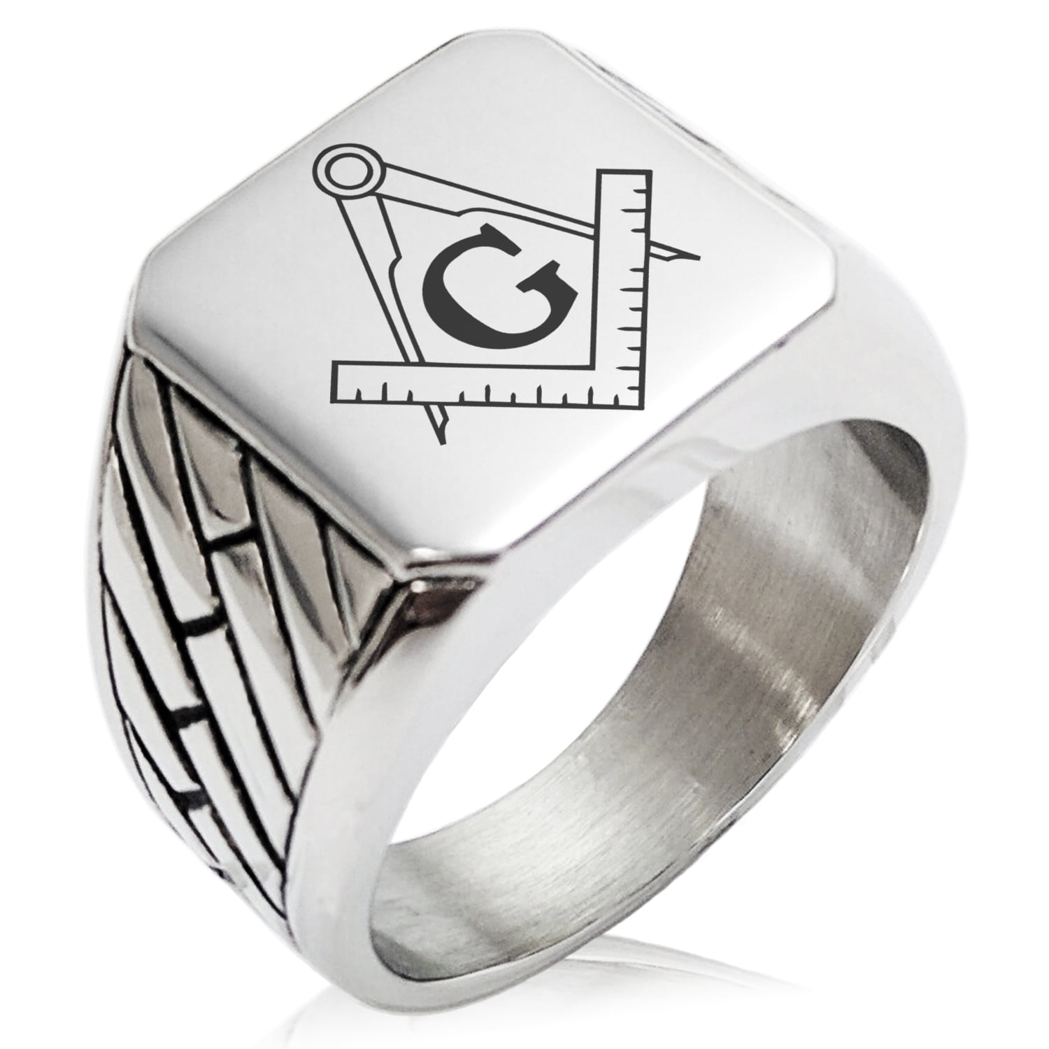 Stainless Steel Freemasons Masonic Compass Geometric Pattern Biker ...