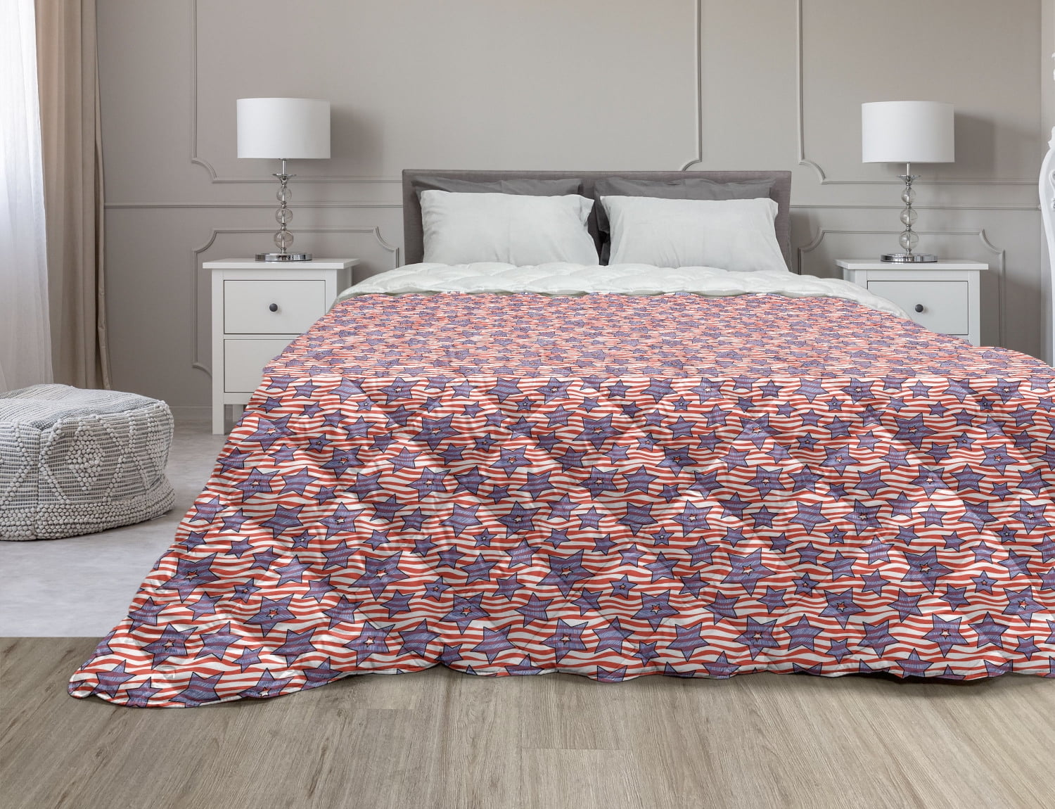 4th of July Down Alternative Comforter, Stripes with Stars Freedom and ...