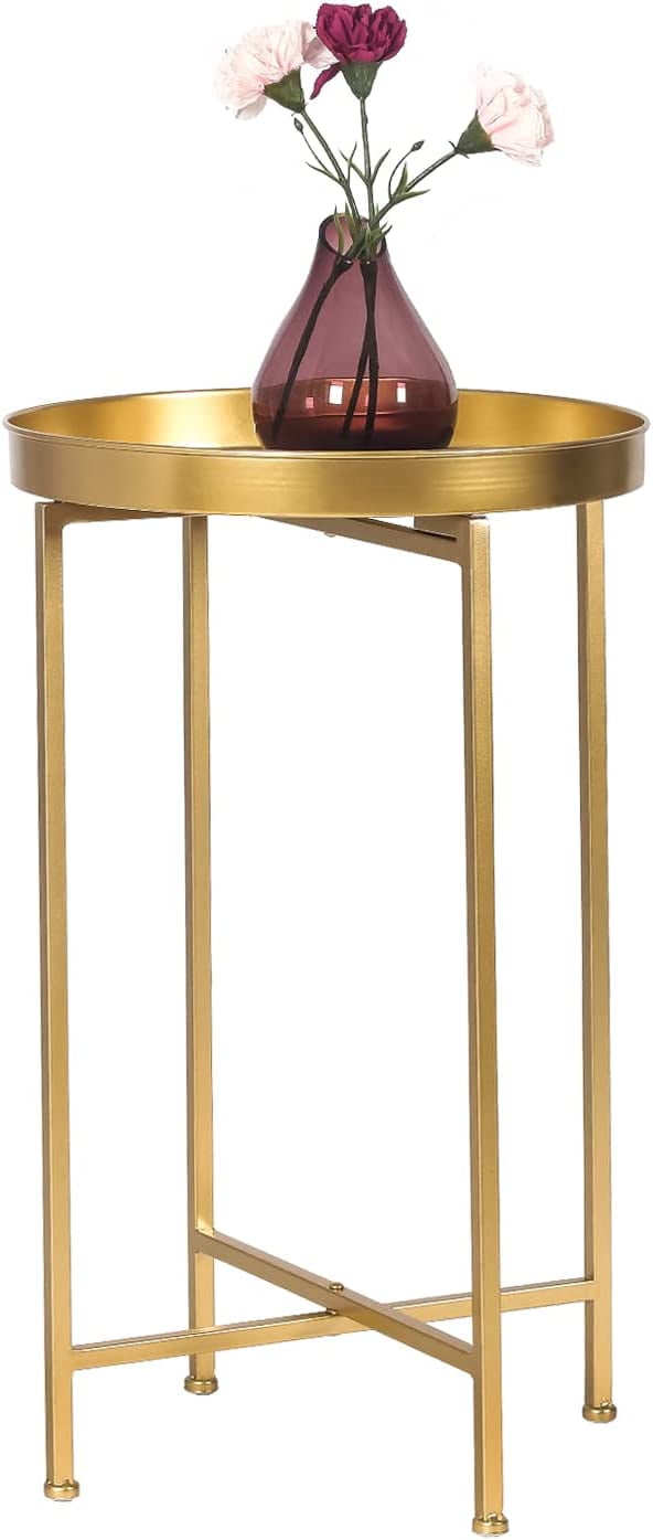 Homebeez Metal Side Table,Round End Table With Tray,Modern Sofa Side ...