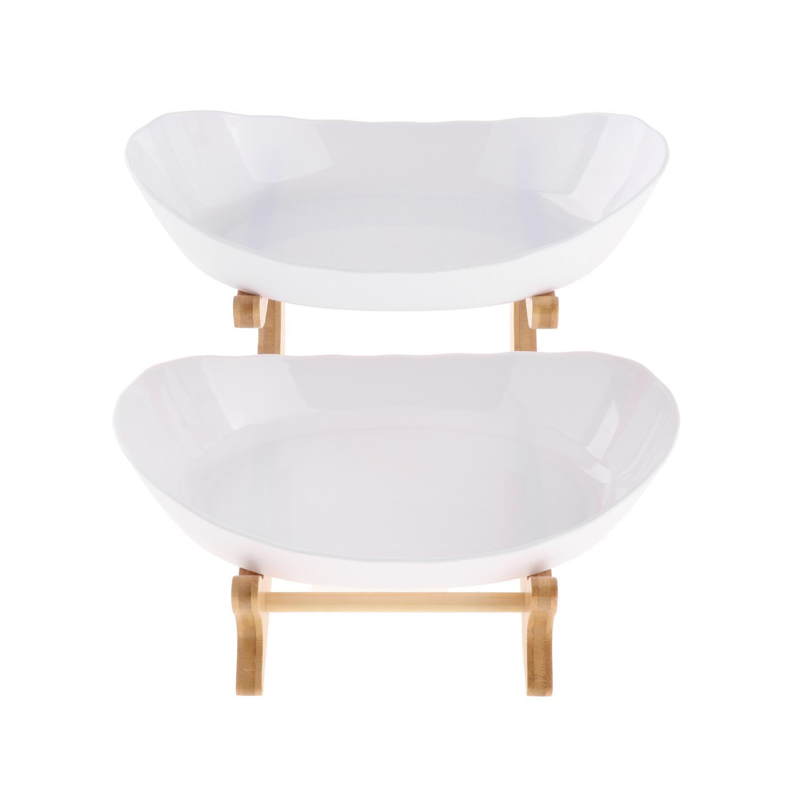 Elegant Tiered Tray Fruit Plate w/Wood Holder, Serving Platter ...