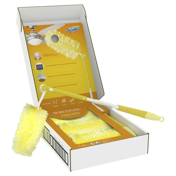 Swiffer Duster Extender Handle Starter Kit (1 Handle, 12 Dusters ...