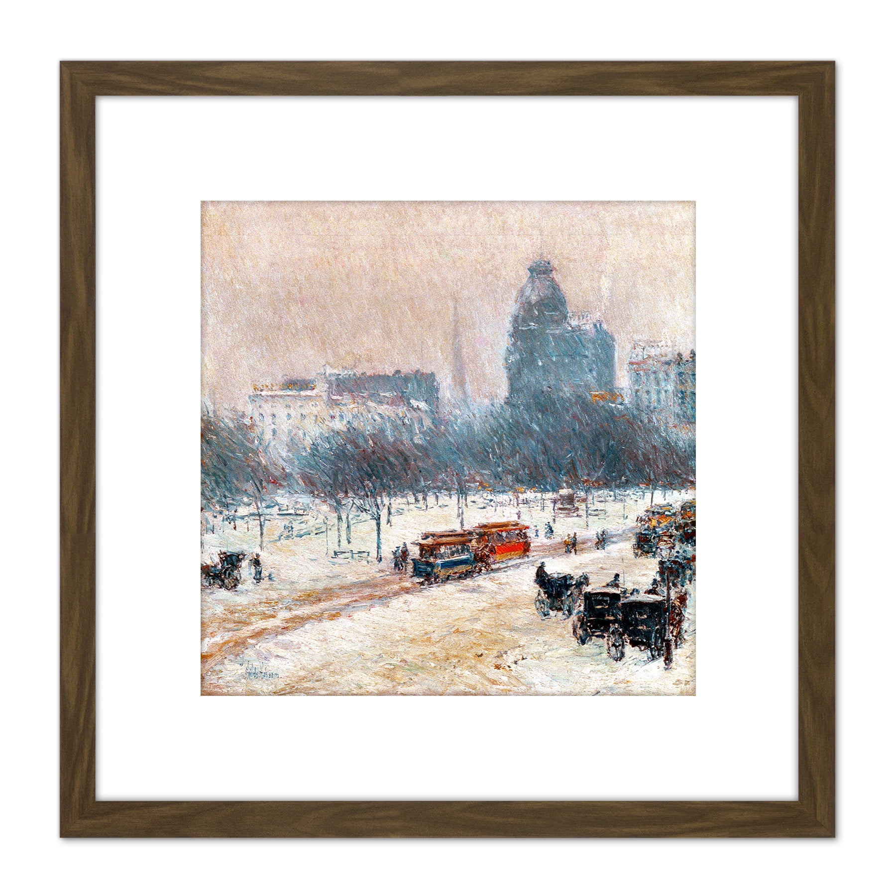 Painting Cityscape Hassam Winter Union Square Replica 8X8 Inch Square ...