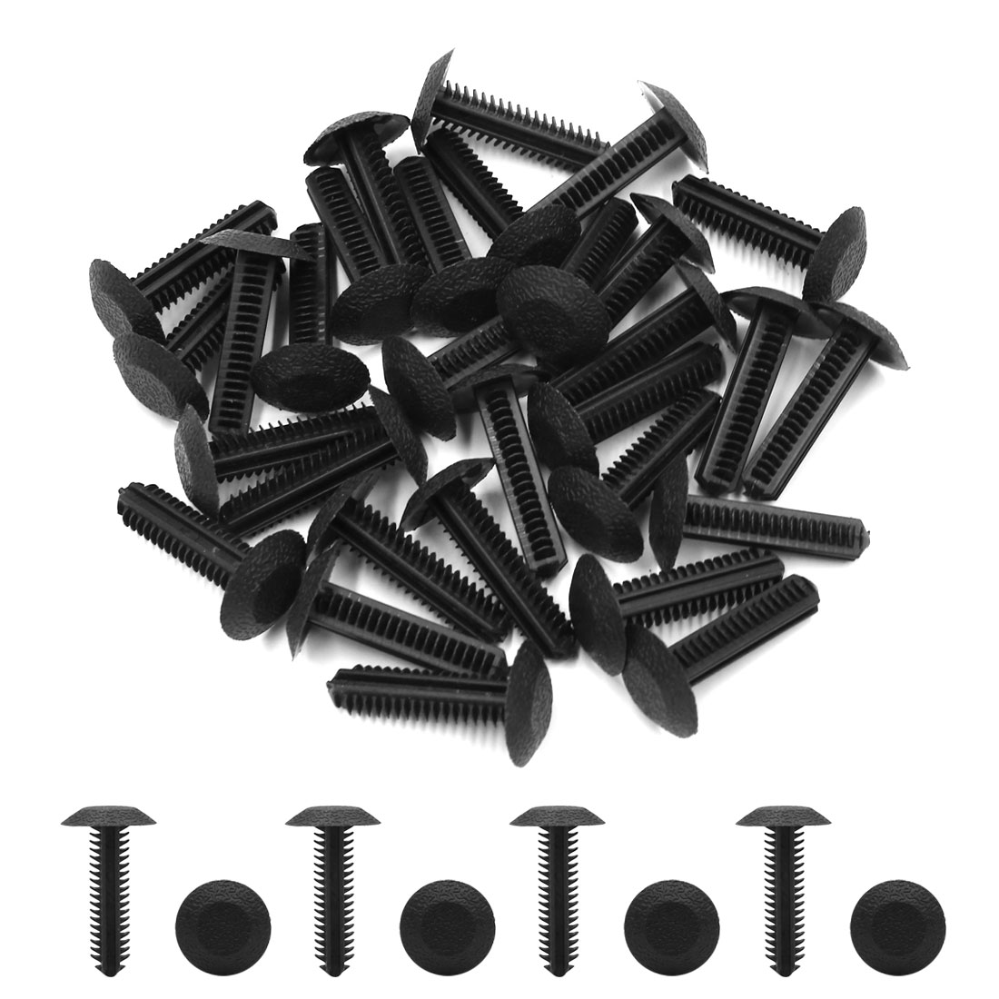 30 Pcs Black Car Plastic Push in Fastener Rivets Clips for 8mm Hole Dia ...