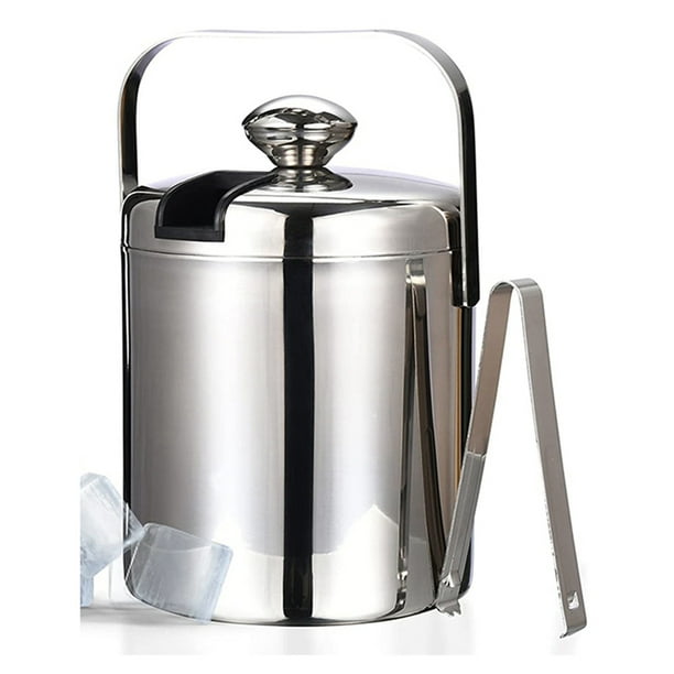 Insulated Ice Bucket with Lid - Double-Walled Ice Bucket with Ice Tongs ...