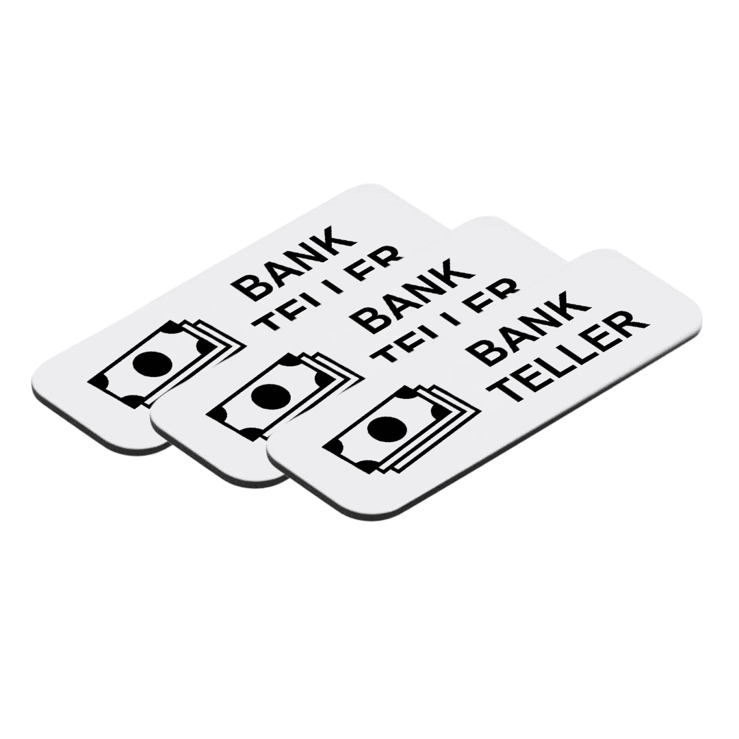 Bank Teller 1 x 3" Name Tag/Badge, White, (3 Pack) - Walmart.com