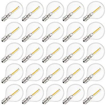 G40 LED Replacement Bulbs 25-Pack, Shatterproof Outdoor String Light ...