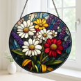 Decorative Stained Glass Flower Suncatcher with Bright Red Yellow ...