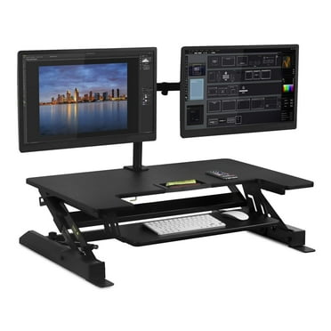 Mount-It! Standing Desk Converter with Dual Monitor Mount, 36 inch ...
