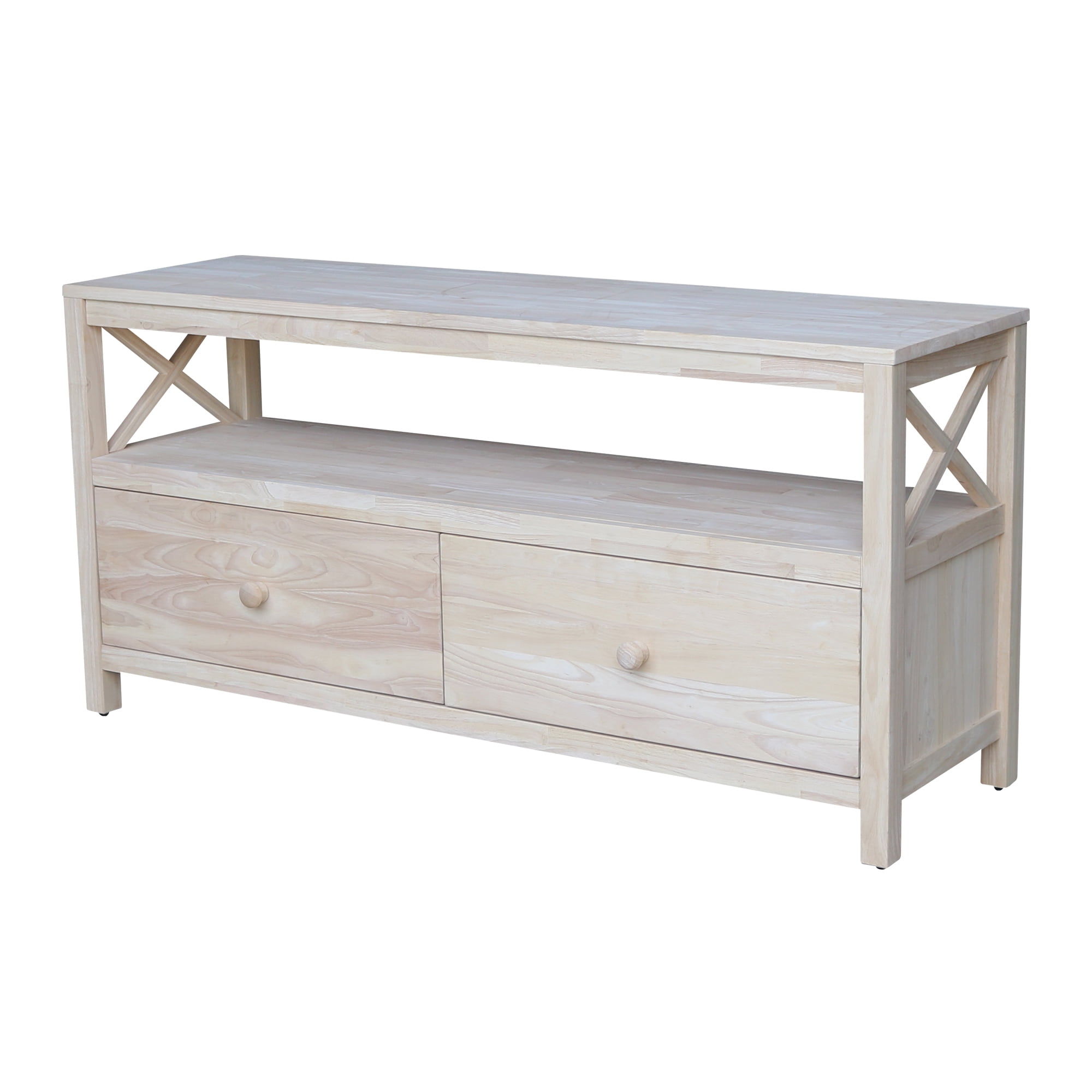 Hampton Unfinished Entertainment/TV Stand with X Sides for TVs up to 60 ...