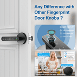 Foxgard Fingerprint Door Lock, Smart Bedroom Door Knob with Thumbprint ...