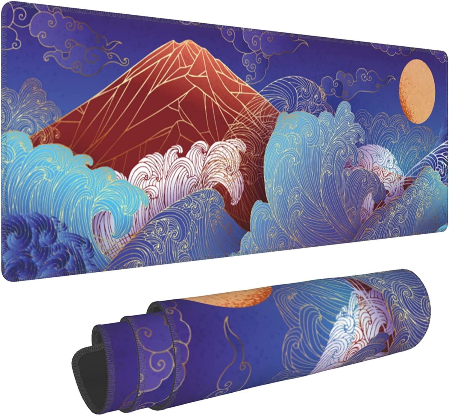 Large Mouse Pad for Desk, Japanese Waves Mountain Mouse Pad Desk Pad ...