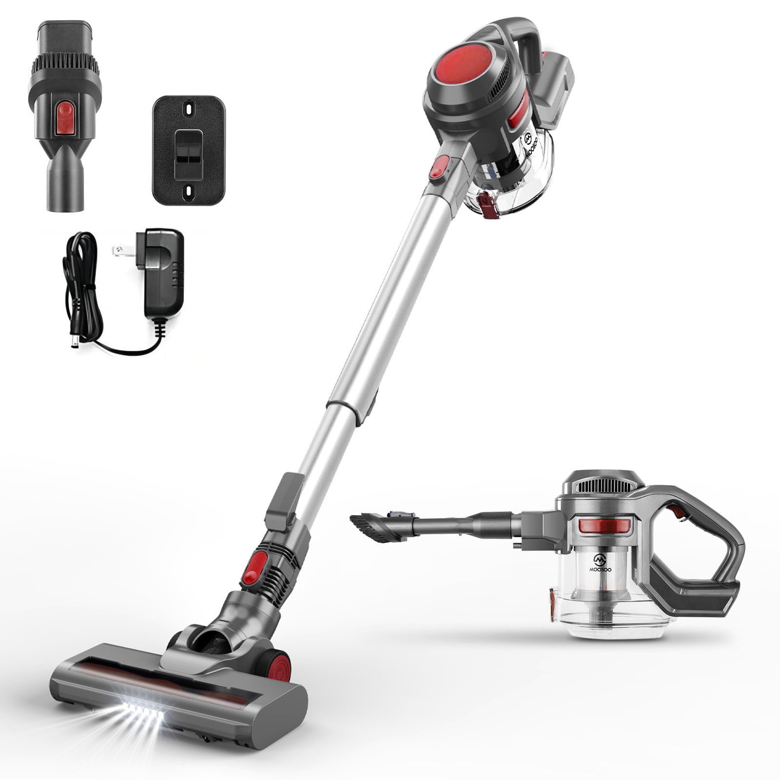 MOOSOO Cordless Vacuum, 4 in 1 Powerful Suction Vacuum Cleaner, 1.3L ...