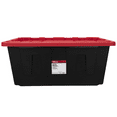 Hyper Tough 40 Gallon Snap Lid Plastic Storage Bin Black Red