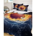 Basketball 3 Pieces Quilt Set, 1 Quilt with 2 Shams, Abstract Fire and ...