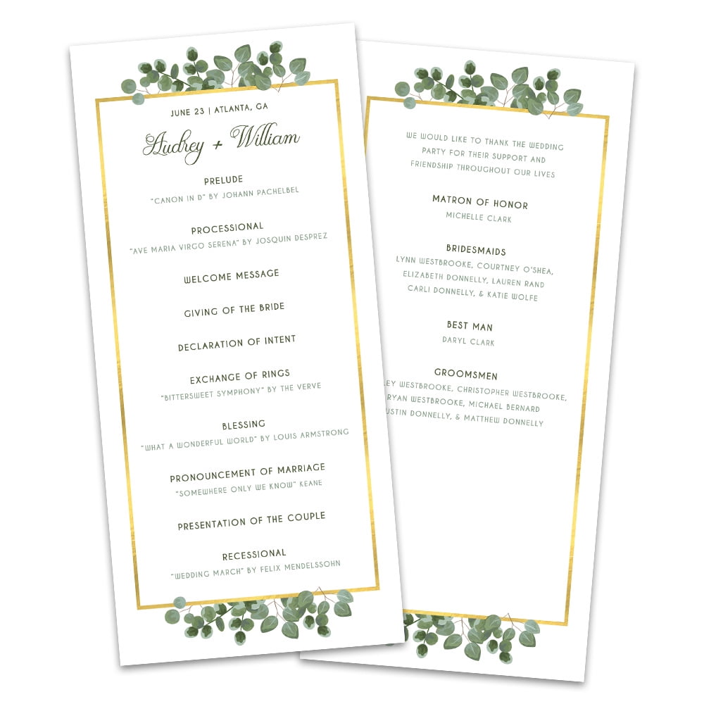 Personalized Minimal Floral Border Wedding Program - Walmart.com