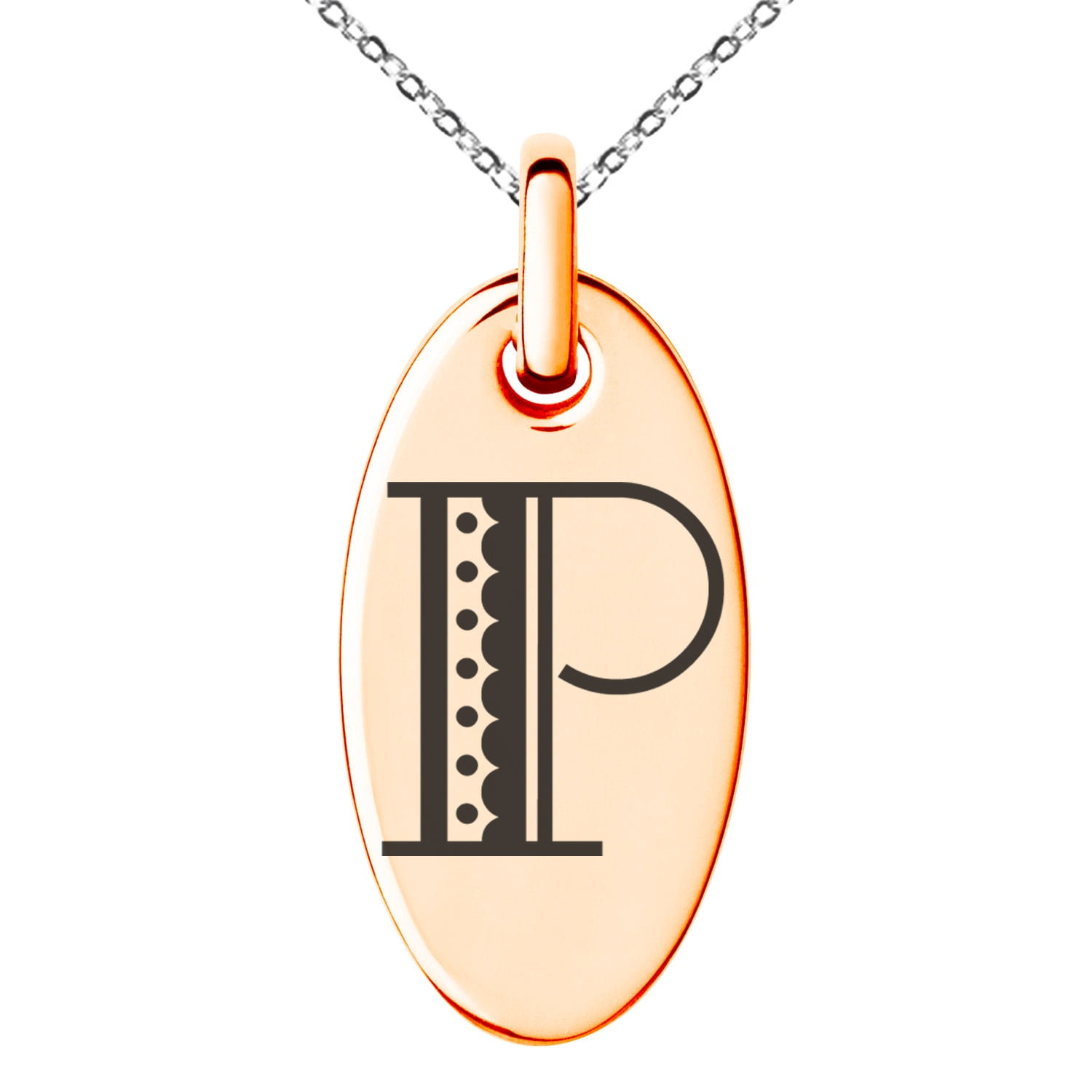 Stainless Steel Letter P Initial Metro Retro Monogram Engraved Small ...